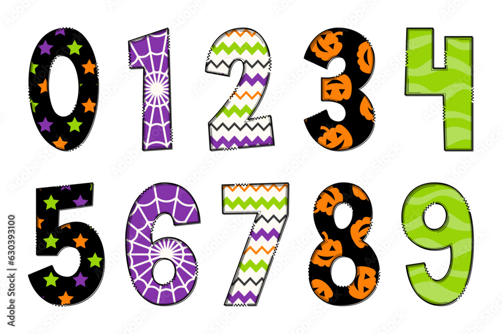 Handcrafted Halloween Party Number. Color Creative Art Typographic ...