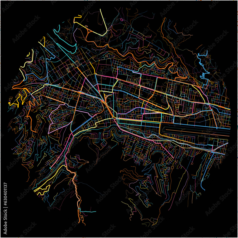 Vector de Stock Colorful Map of Cusco with all major and minor roads ...