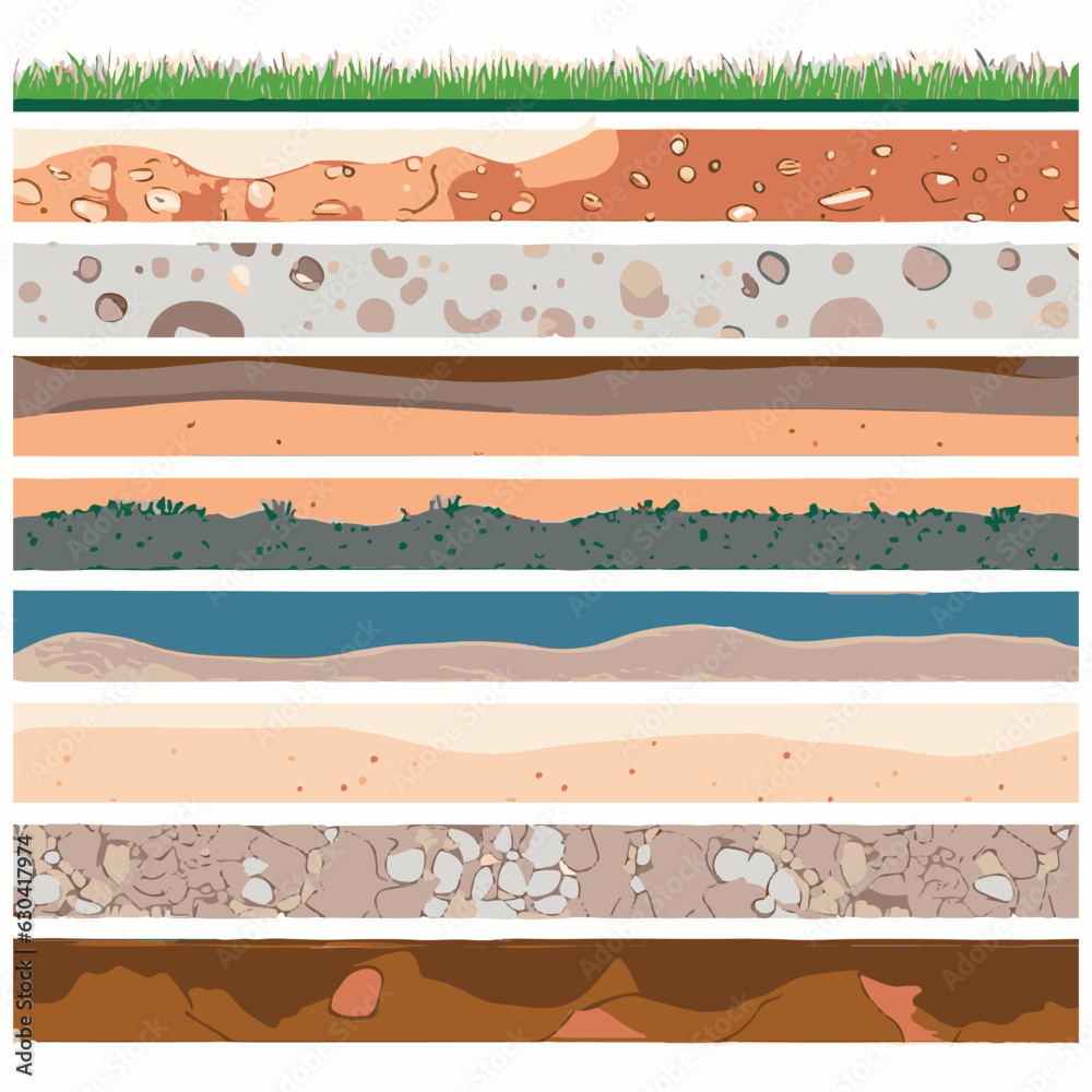 Seamless ground cross sections,layers under earth underground textures ...