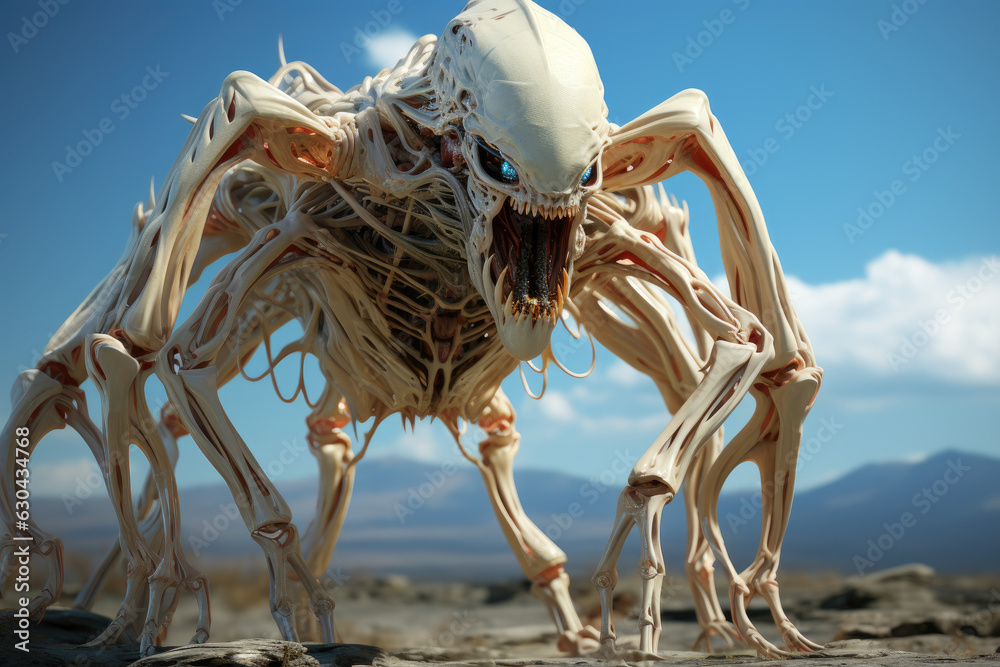 Highly detailed illustration of an alien creature, showing an alien ...