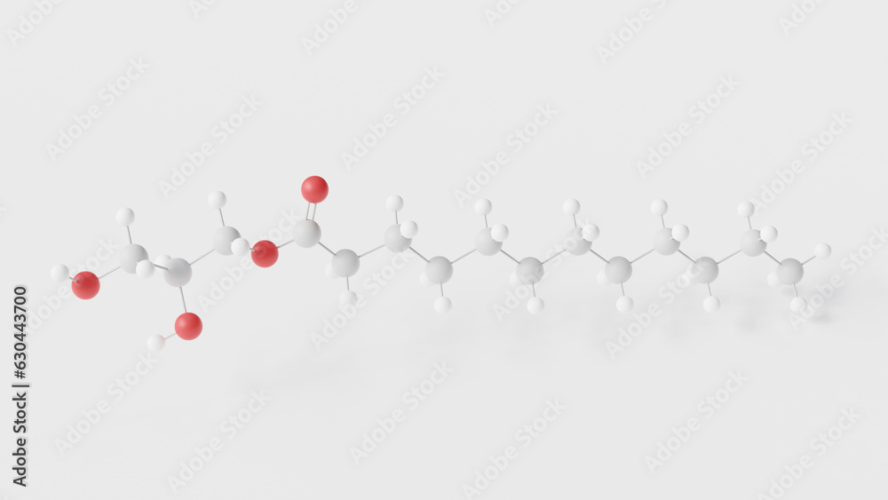 monolaurin molecule 3d, molecular structure, ball and stick model ...
