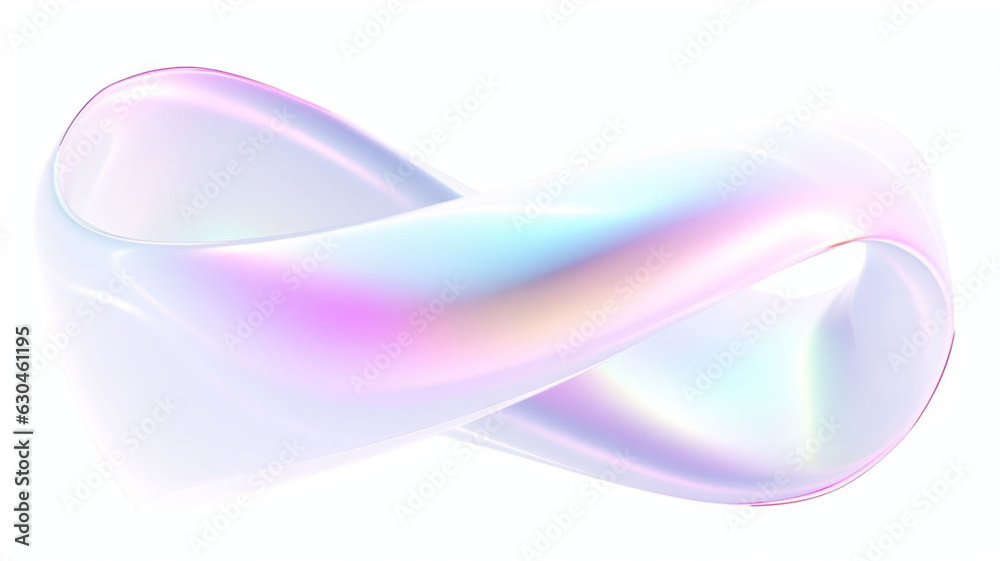 3D Render White Abstract Background Transparent Glass Ribbon Infinity ...
