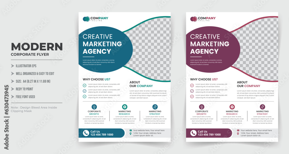 Corporate business flyer template With Color Combination, Brochure ...