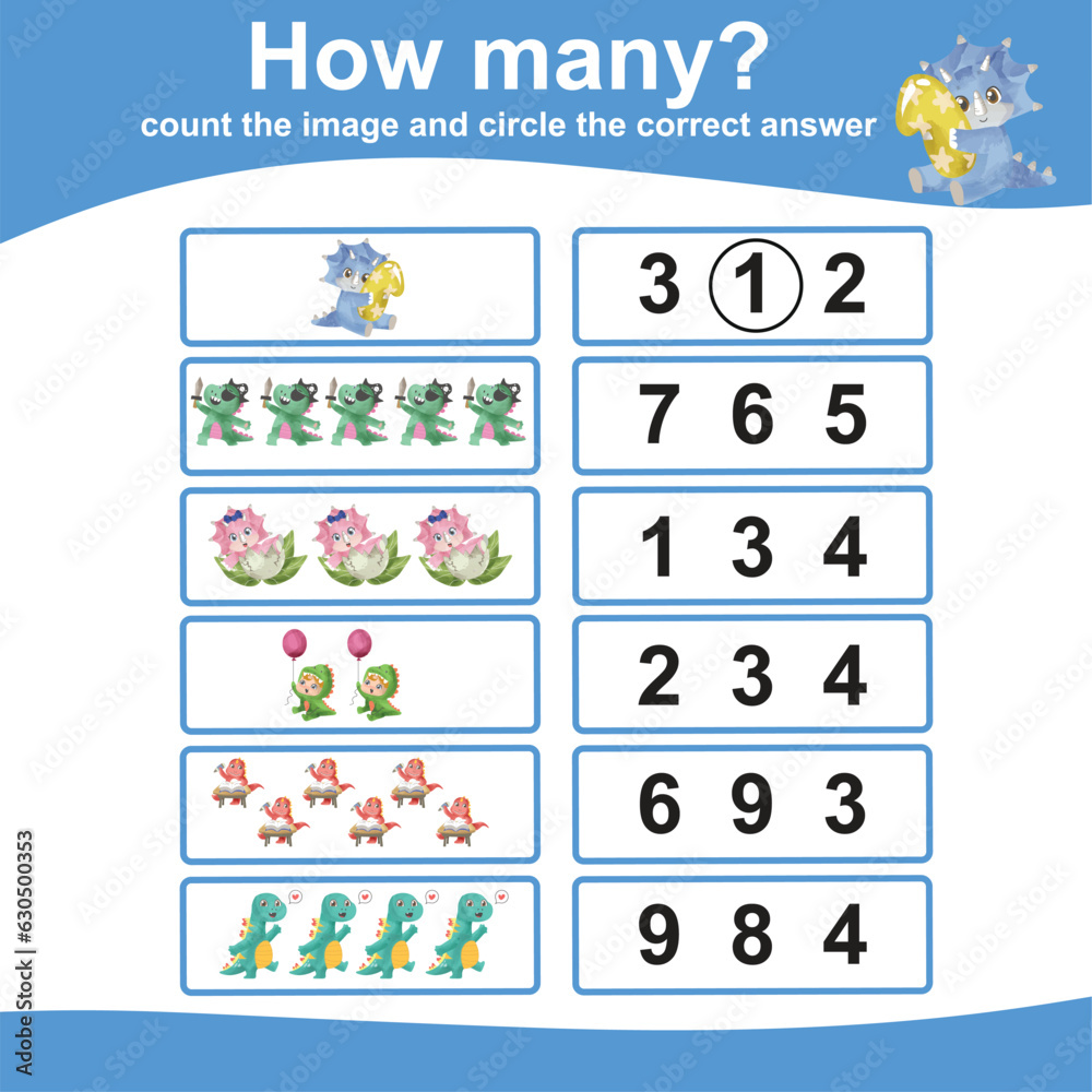 Count and circle answer for children. Counting and circle the answer ...