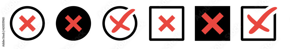 Negative check mark symbol set. Check mark vector icon. Checkmark ...