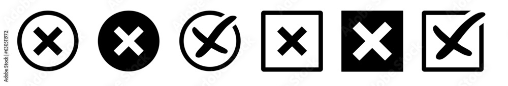 Negative check mark symbol set. Check mark vector icon. Checkmark ...
