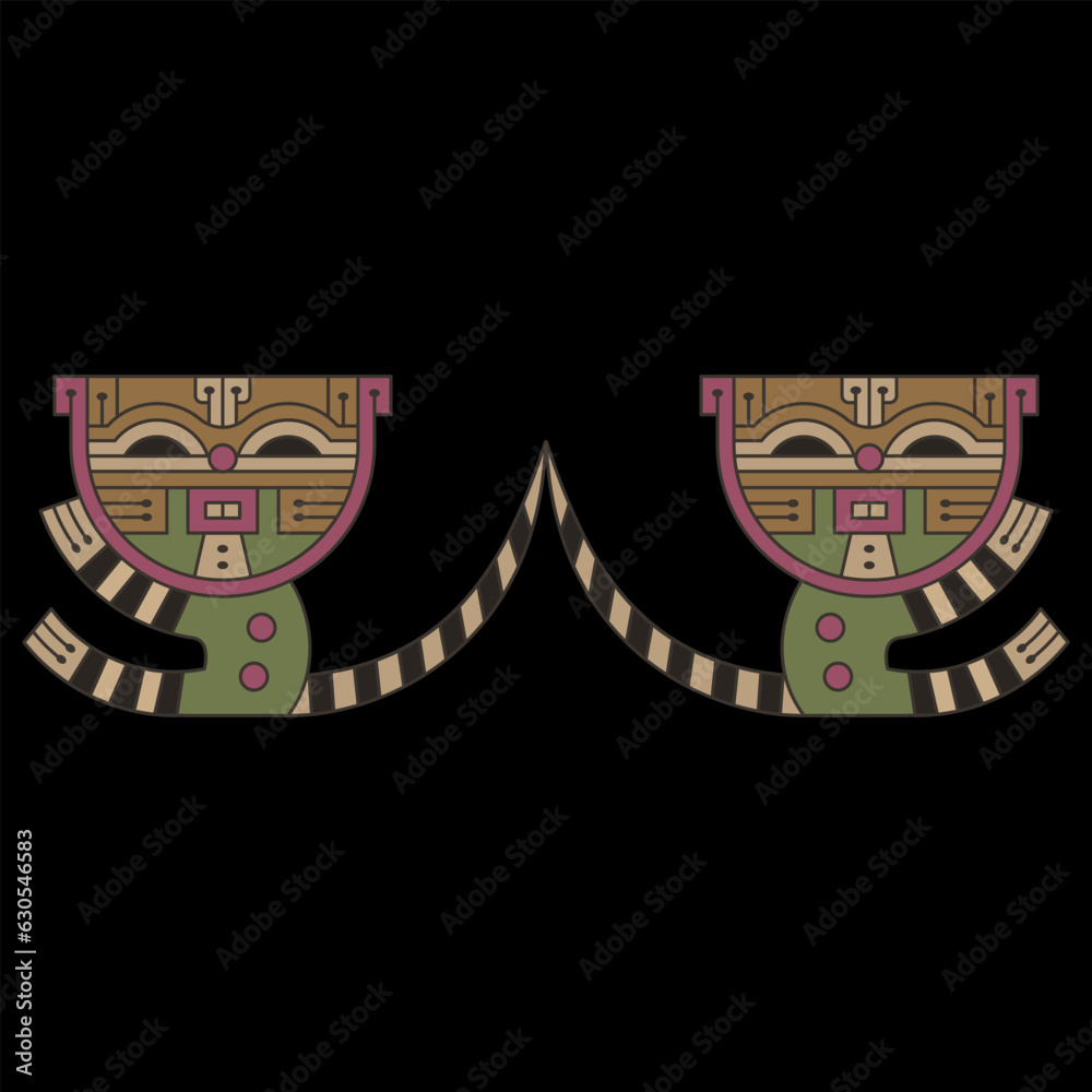 Symmetrical animal design with two funny tabby kittens or cats with ...