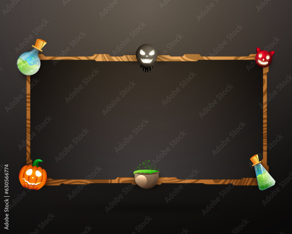 Abstract Halloween Live Stream Overlay Webcam Wooden Border Frame with ...