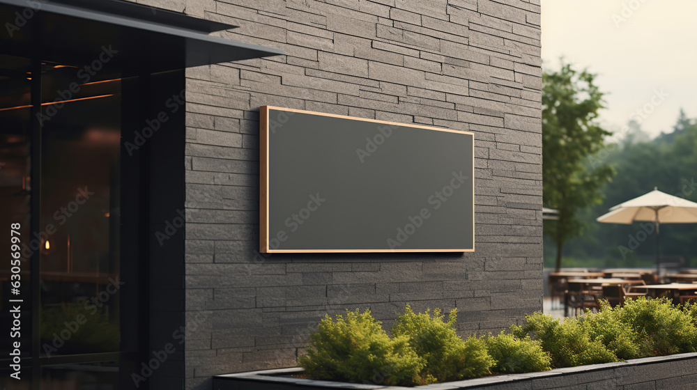 Mockup outdoor wall store shop sign Stock Photo | Adobe Stock