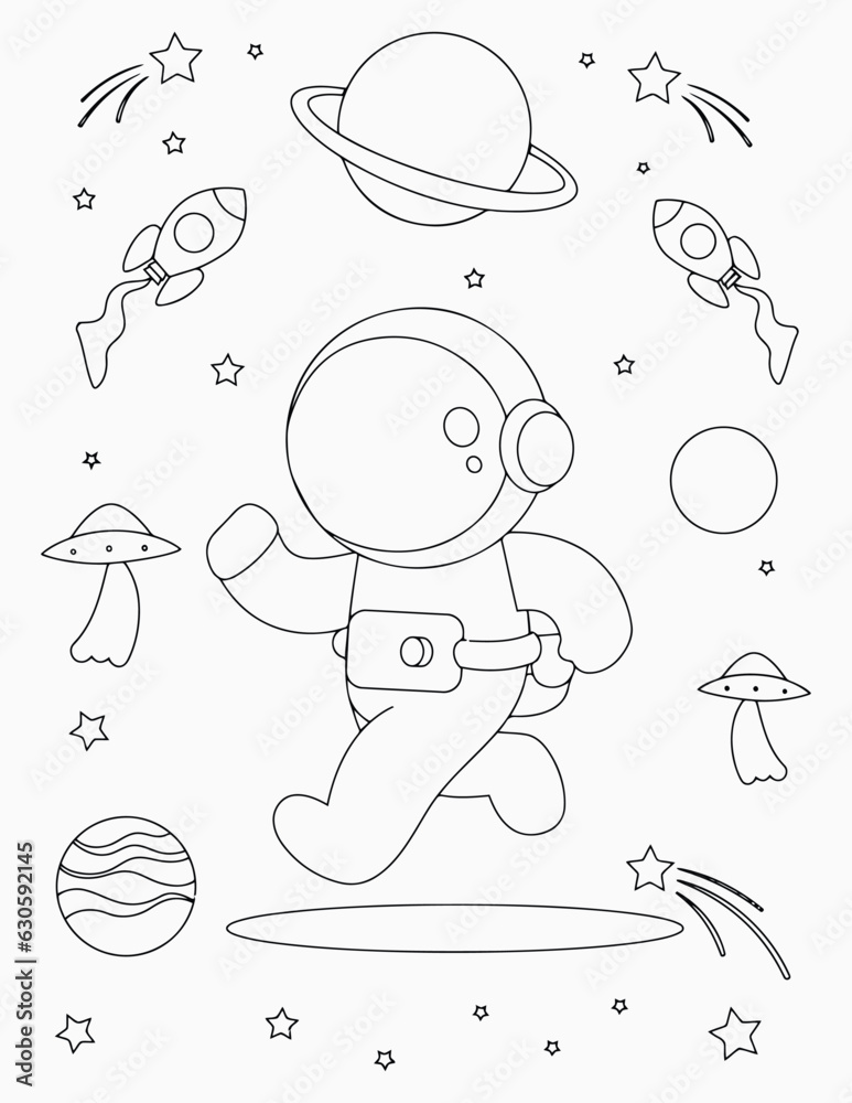 Space activity coloring page for kids, Cute and funny coloring page ...