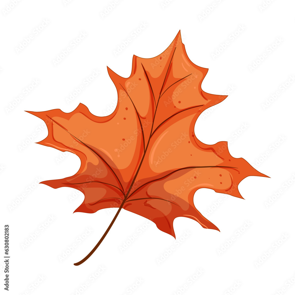 red autumn leaf cartoon. maple orange, season color, leaves tree red ...