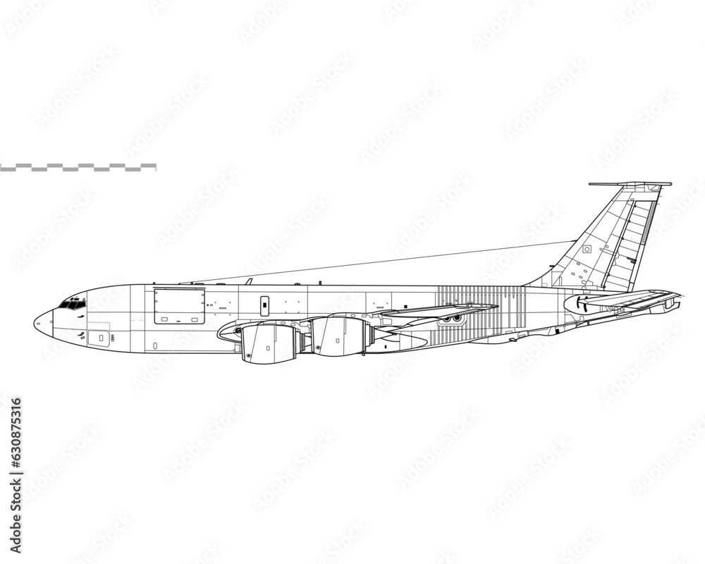Boeing KC-135R Stratotanker. Vector drawing of aerial refueling tanker ...