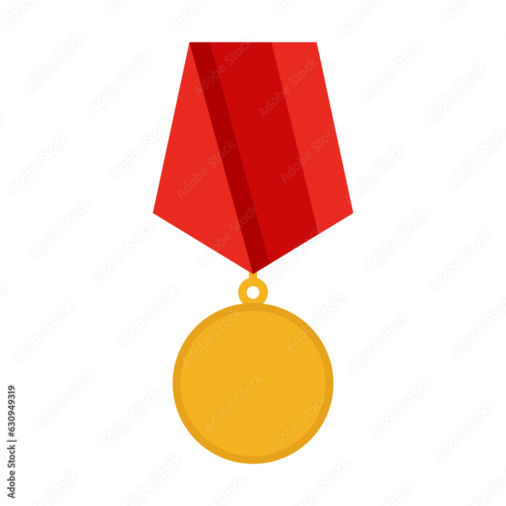 Military round medal vector illustration. Cartoon drawing of gold ...