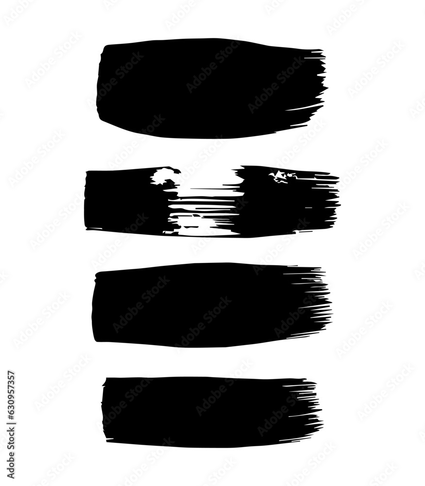 Grunge paint brush strokes vector. Black paintbrush collection isolated ...