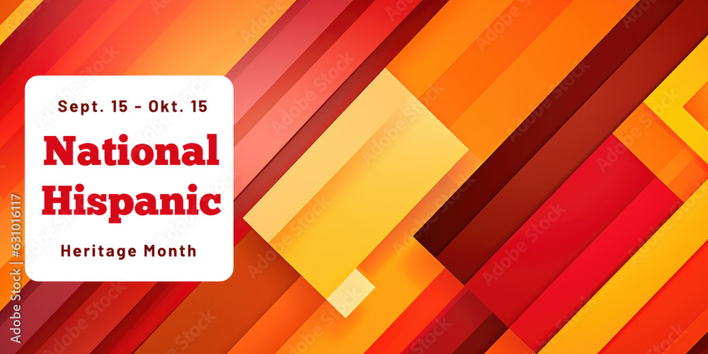 National Hispanic American Heritage Month. Background in orange red and ...