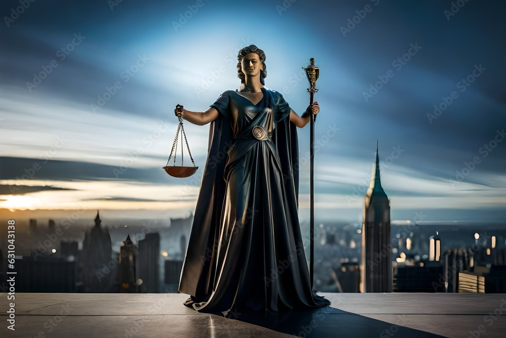 Mexico flag with statue of lady justice, constitution and judge hammer ...