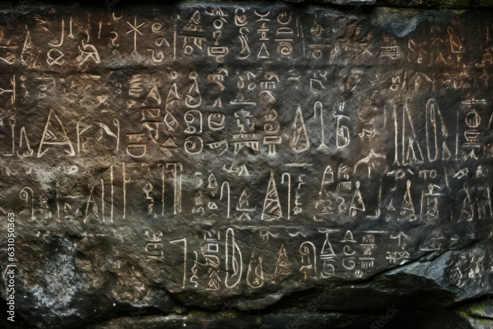Runic stone texture background, ancient and mysterious runic engravings ...