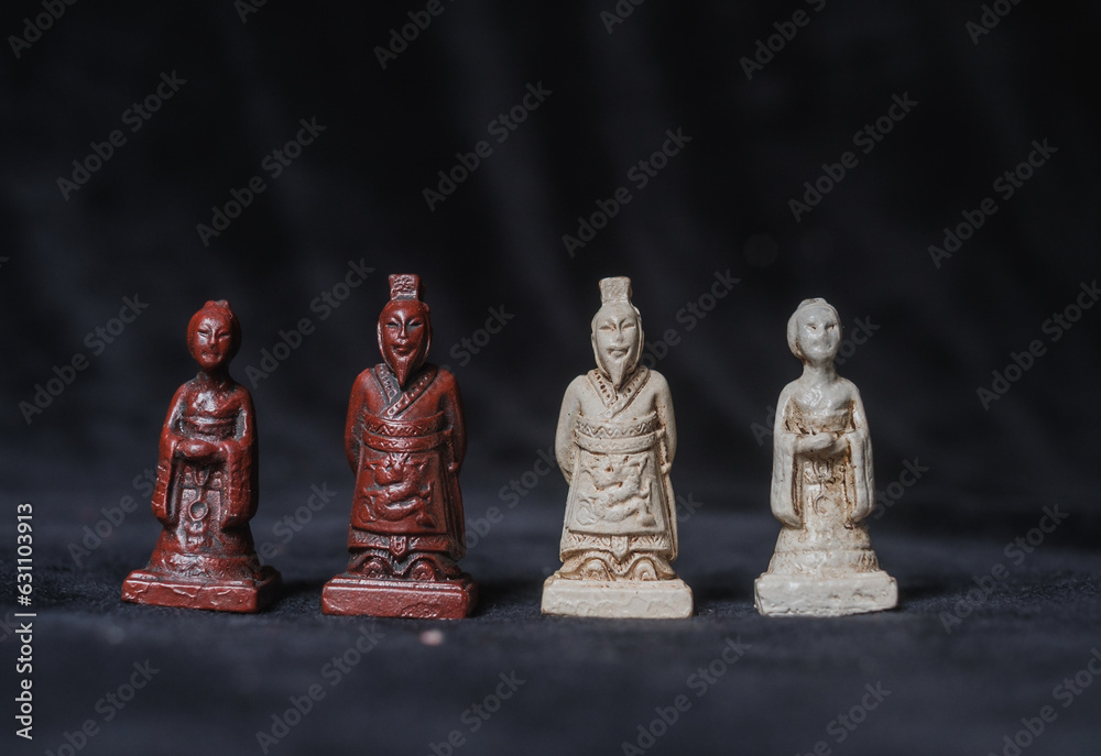 Chinese vintage chess set portraying Terra cotta army of first emperor ...