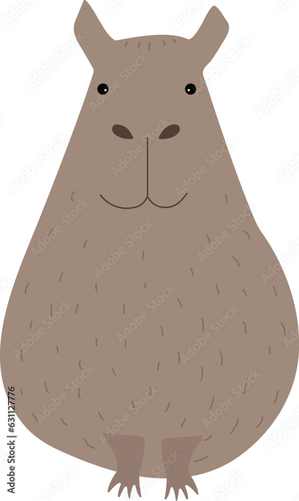 vector illustration of a capibara, cartoon cute capibara, flat style ...