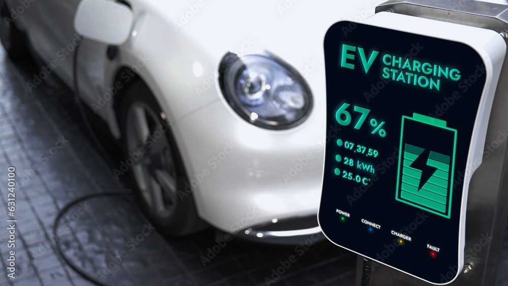 EV charging station display battery status interface for electric car ...