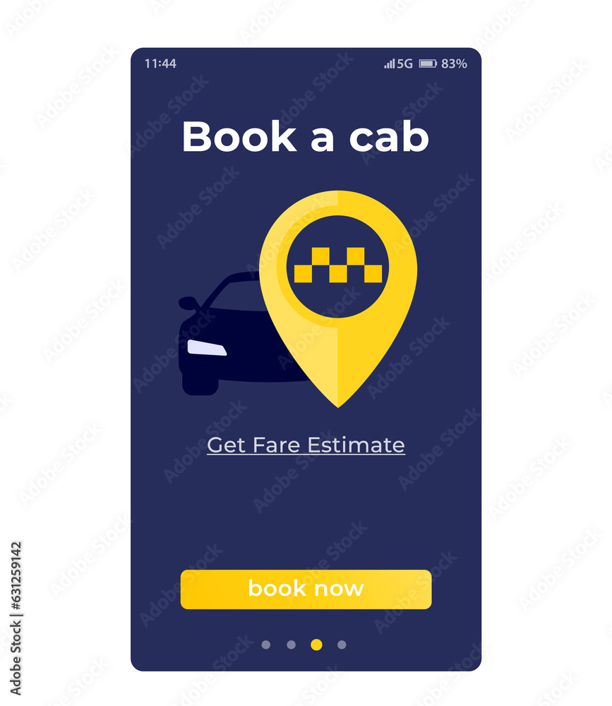 Book a cab app ui, png design Stock Illustration | Adobe Stock