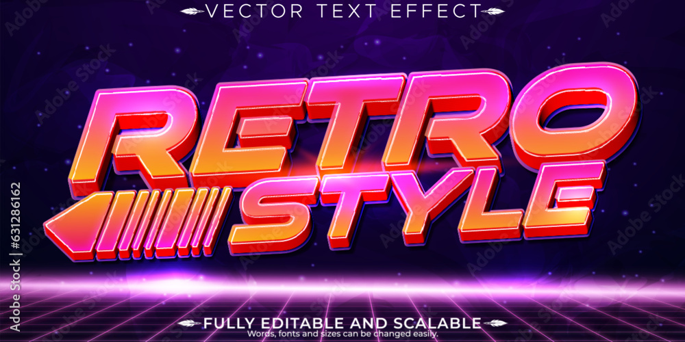 Retro style 80s text effect, editable retro future and cyber space text style Stock Vector ...