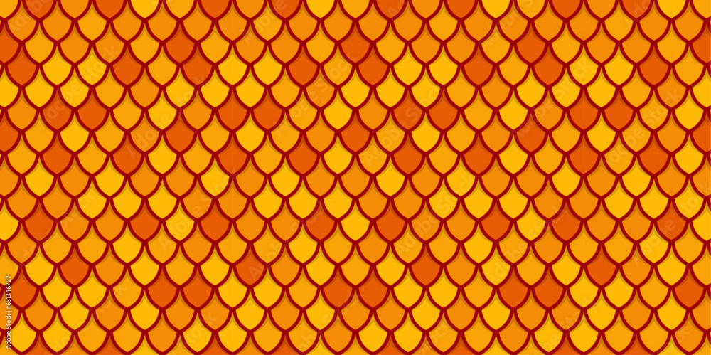 Red and gold dragon reptile fish snake scales pattern backround. tile ...