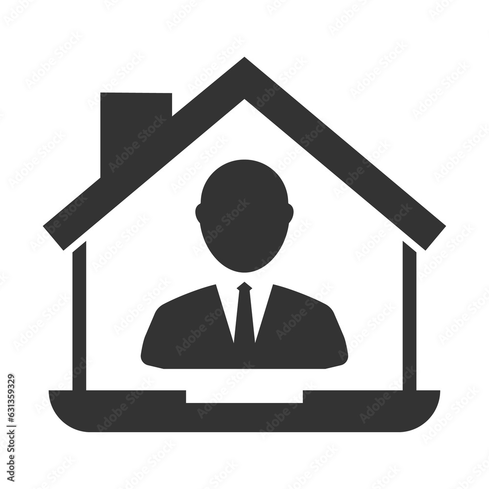 Vector illustration of laptop account house icon in dark color and ...