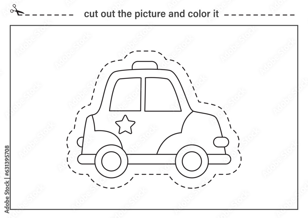 Cut out picture and color it. Black and white worksheet for kids ...