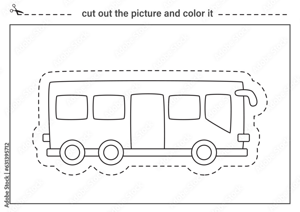 Cut out picture and color it. Black and white worksheet for kids ...