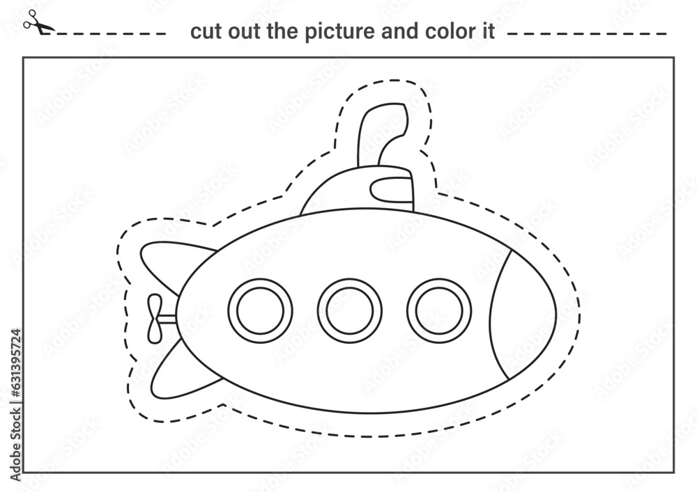 Cut out picture and color it. Black and white worksheet for kids ...