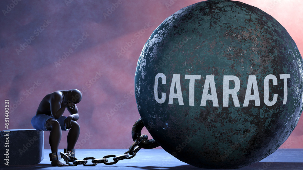 Cataract - a metaphor showing human struggle with Cataract. Resigned ...
