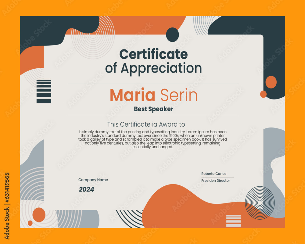 Certificate of Appreciation Design Template Stock Vector | Adobe Stock