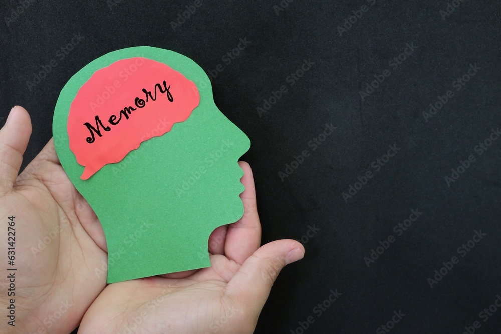 Improve memory and prevent memory loss concept. Hand holding human head ...