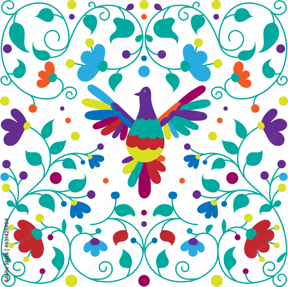Mexican otomi embrodery seamless pattern. Colorful Mexican Traditional ...