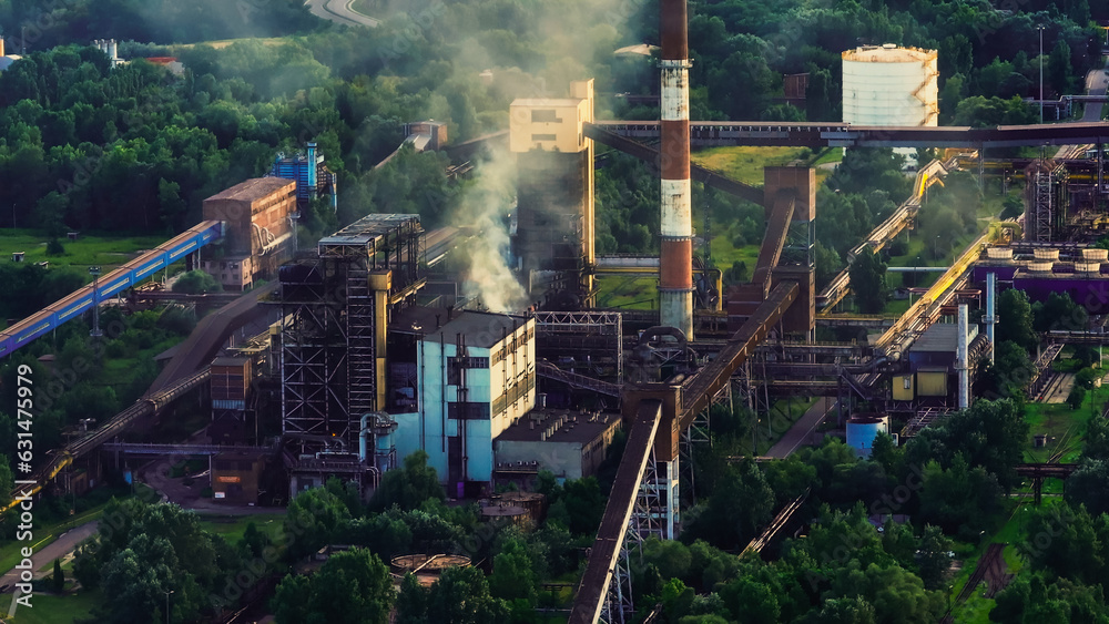Smog and pollution concept and global warming concept, coal fired power ...
