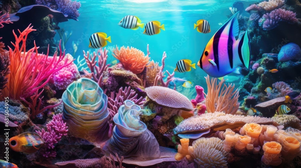 Ocean coral reef underwater. Sea world under water background ...