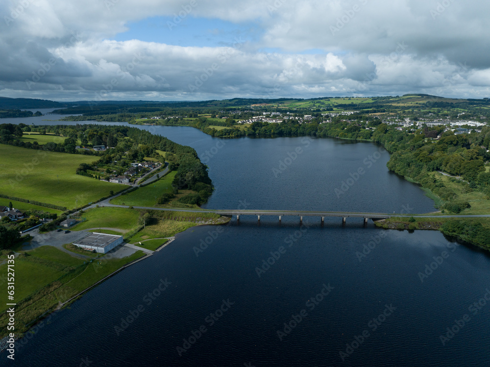 road bridge over blessing ton lake reservoir, county wicklow, ireland ...