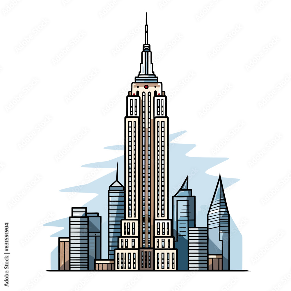 Vector de Stock Empire State Building. Empire State Building hand-drawn ...
