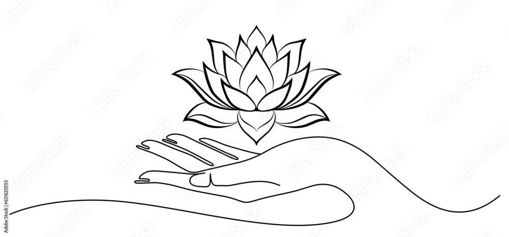 hand with lotus line art Stock Vector | Adobe Stock