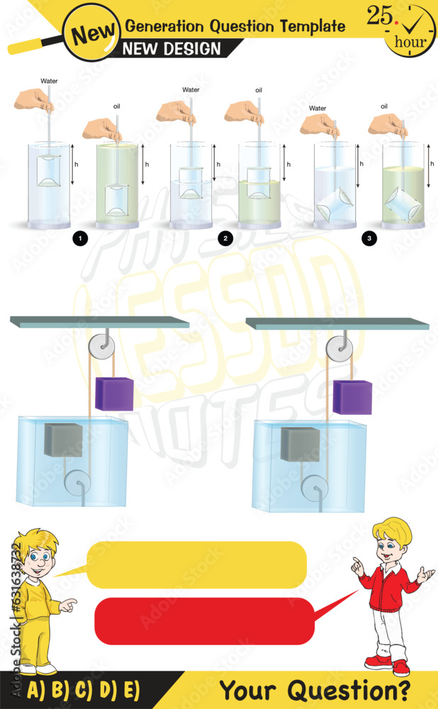 Vector de Stock Physics, pressure and lifting force, archimedes ...