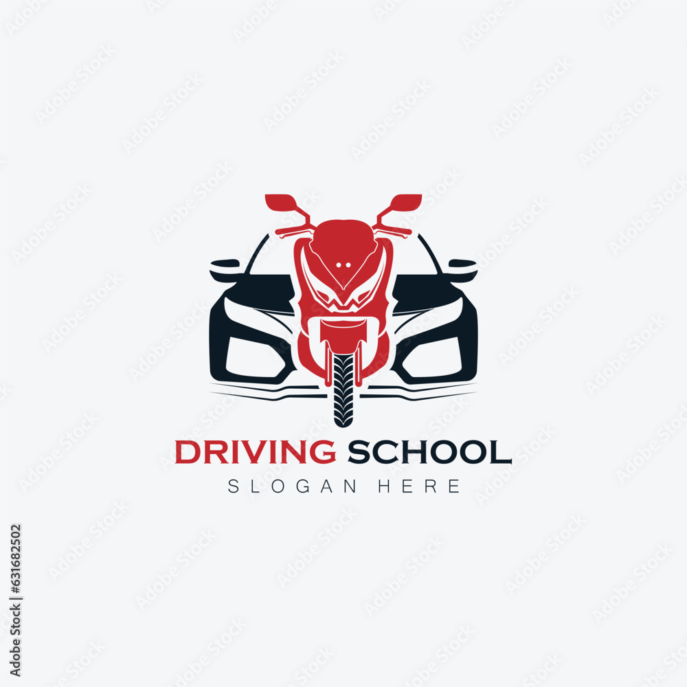 Drive School Logo Bike and Car Instructor Modern Vector in Blue Color ...