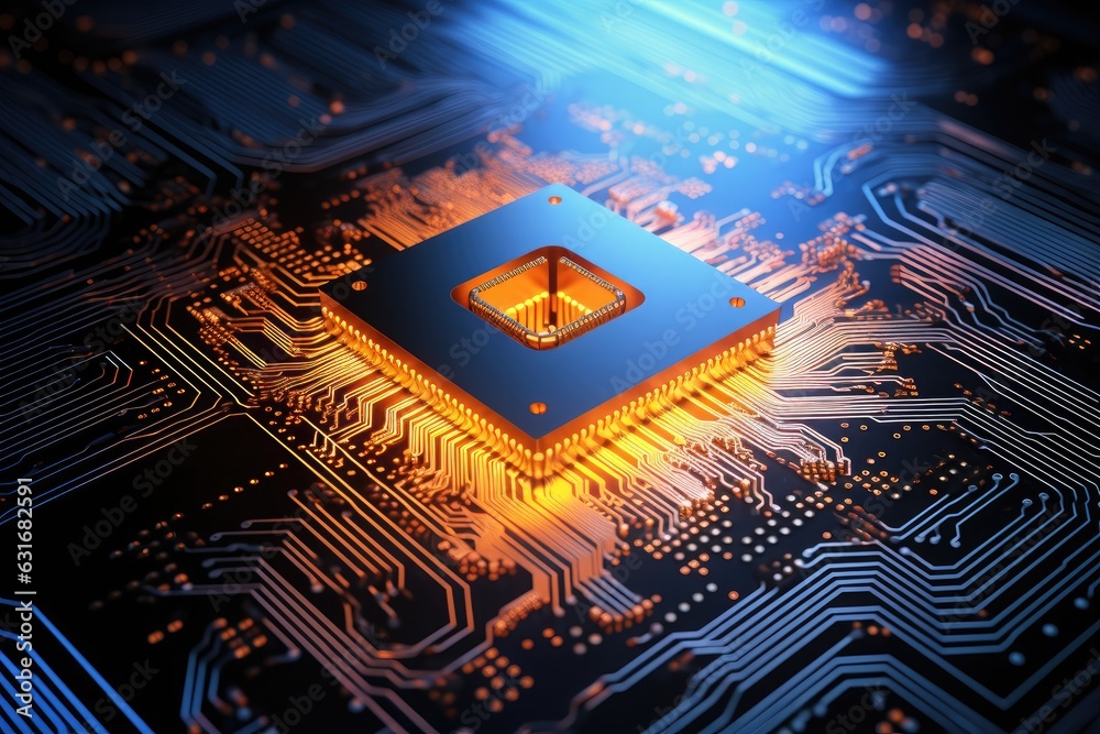 Advanced robotics futuristic tech unit with AI brain and glowing ...