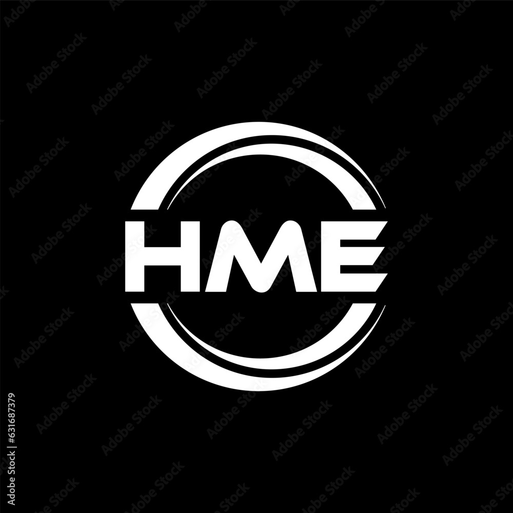 Stock-Vektorgrafik „HME letter logo design with black background in ...