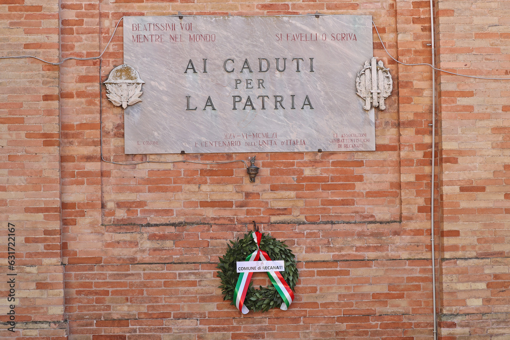 Monument to the fallen in war, translation is 'to the fallen who died ...