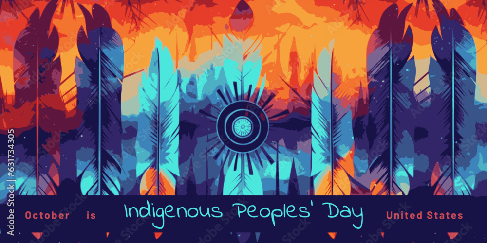 October Indigenous Peoples' Day USA. Vector banner, poster, card ...
