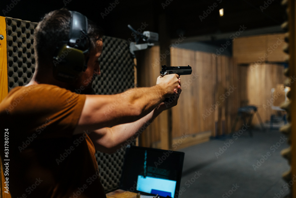 Precision Firearm Training Revolver Fired at Gun Range Stock Photo ...