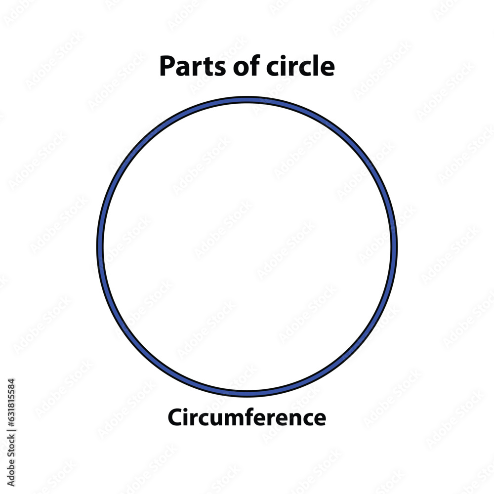 Parts of circle Circumference. highlight in blue color. vector ...