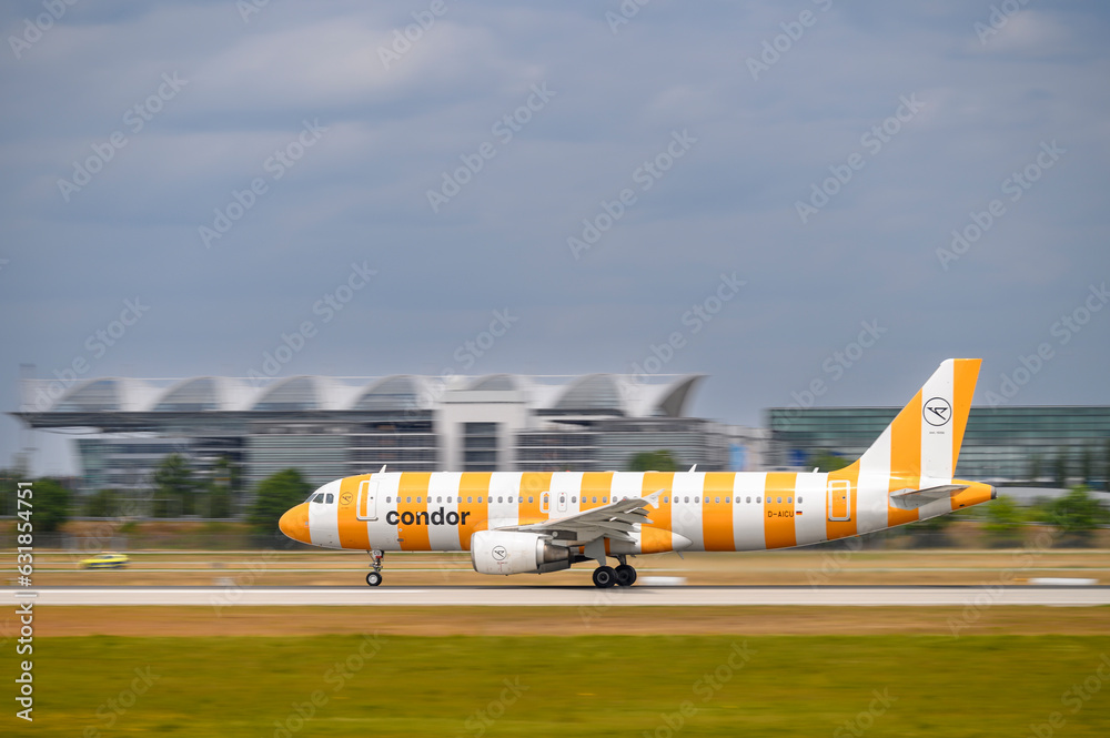 Condor Airbus A320-214 with the aircraft registration D-AICU is ...
