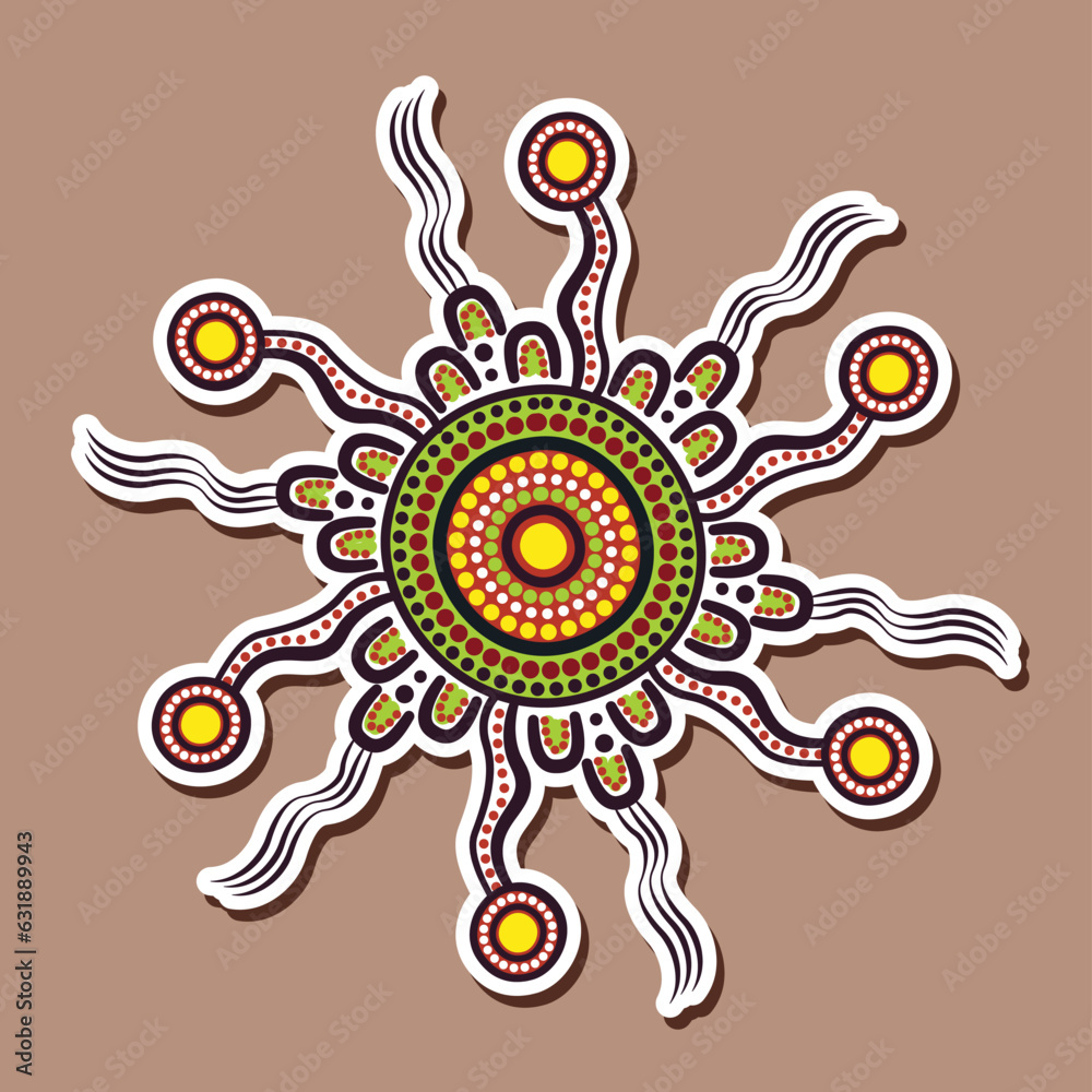 An illustration inspired by aboriginal art for a sticker design Stock ...